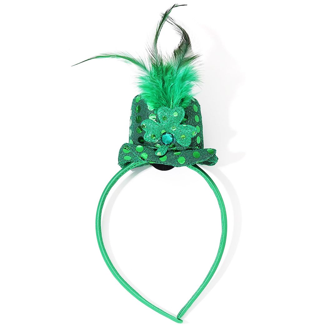 Zoestar St Patrick's Day Headband Green Shamrock Hat Irish Clover Holiday Hair Accessories for Women (Style 4)