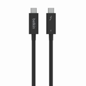 belkin thunderbolt 4 cable (2m, 6.6ft power cable), usb-c to usb-c cable w/ 100w power delivery, usb 4 compliant, compatible with thunderbolt 3, macbook pro, ecpu, & more - intel thunderbolt certified