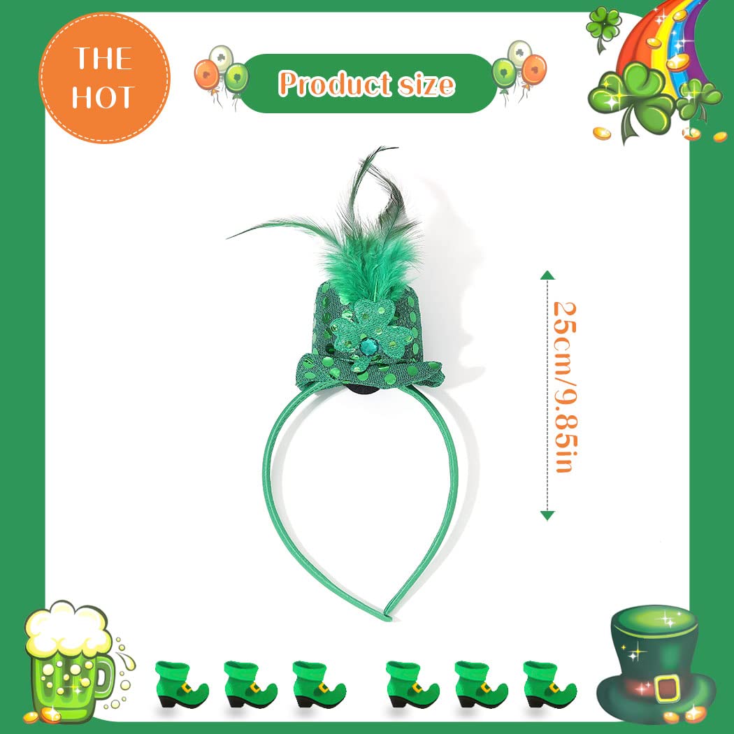 Zoestar St Patrick's Day Headband Green Shamrock Hat Irish Clover Holiday Hair Accessories for Women (Style 4)