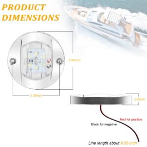 PSEQT 4Pcs Marine Boat Interior Lights, 12V LED Boat Deck Courtesy Light 3'' Round White 6 LED Stern Transom Anchor Light Waterproof Night Fishing Pontoon Lights Surface mount