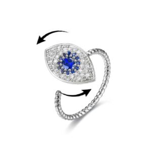 colorful bling fidget sunflower evil eye daisy spinner stackable rings bee butterfly adjustable open rotatable cz cubic zirconia anti stress for women wedding jewelry-evil eye