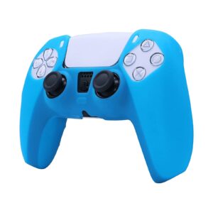 HLRAO Blue PS5 Controller Skin Silicone Grip Glow in Dark Protective Case for PS5 Controller with 8 Glow in The Dark Thumb Grips Caps + 2 Cute Cat Paw Thumb Grips Caps.