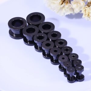 Vsnnsns 14G 12G 8G 6G 4G 2G 0G 00G 316L Surgical Stainless Steel Ear Gauges Tunnel Plug Earrings Expander Stretcher Piercings Jewelry for Women Men 8 Pairs Black 1.6mm - 10mm 14 Gauge - 00Gauge