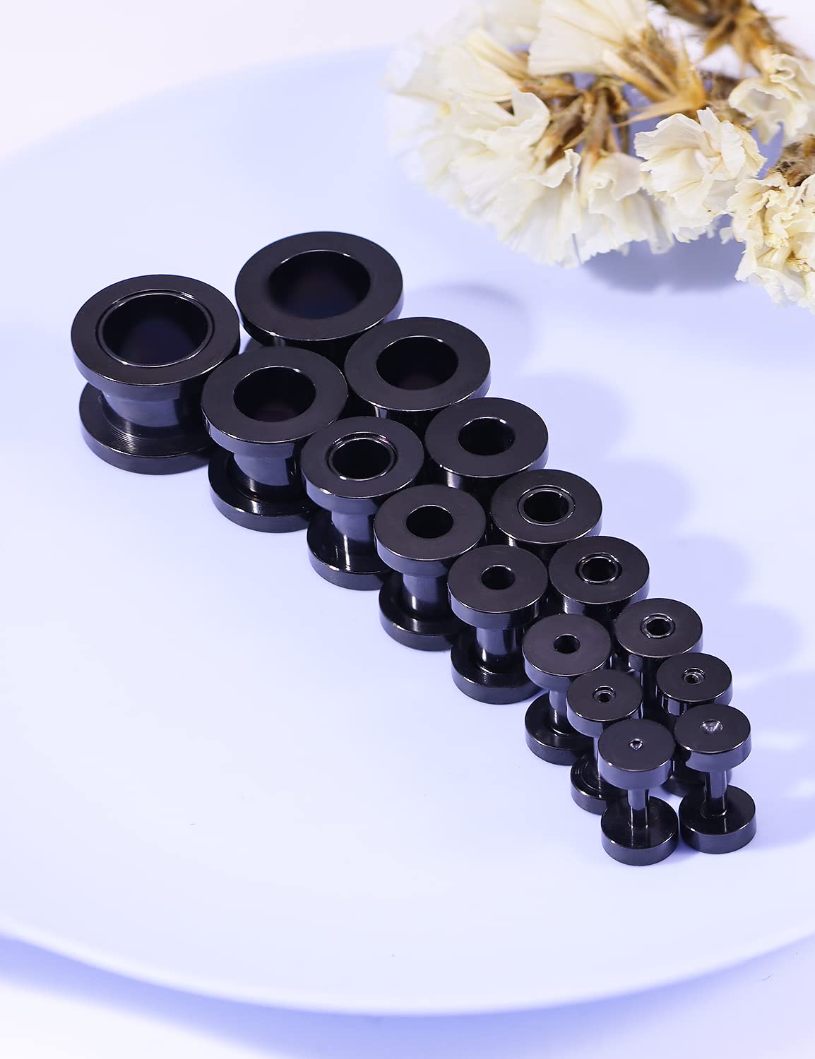 Vsnnsns 14G 12G 8G 6G 4G 2G 0G 00G 316L Surgical Stainless Steel Ear Gauges Tunnel Plug Earrings Expander Stretcher Piercings Jewelry for Women Men 8 Pairs Black 1.6mm - 10mm 14 Gauge - 00Gauge