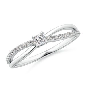 angara princess-cut diamond promise ring in silver (0.192 cttw) - april birthstone