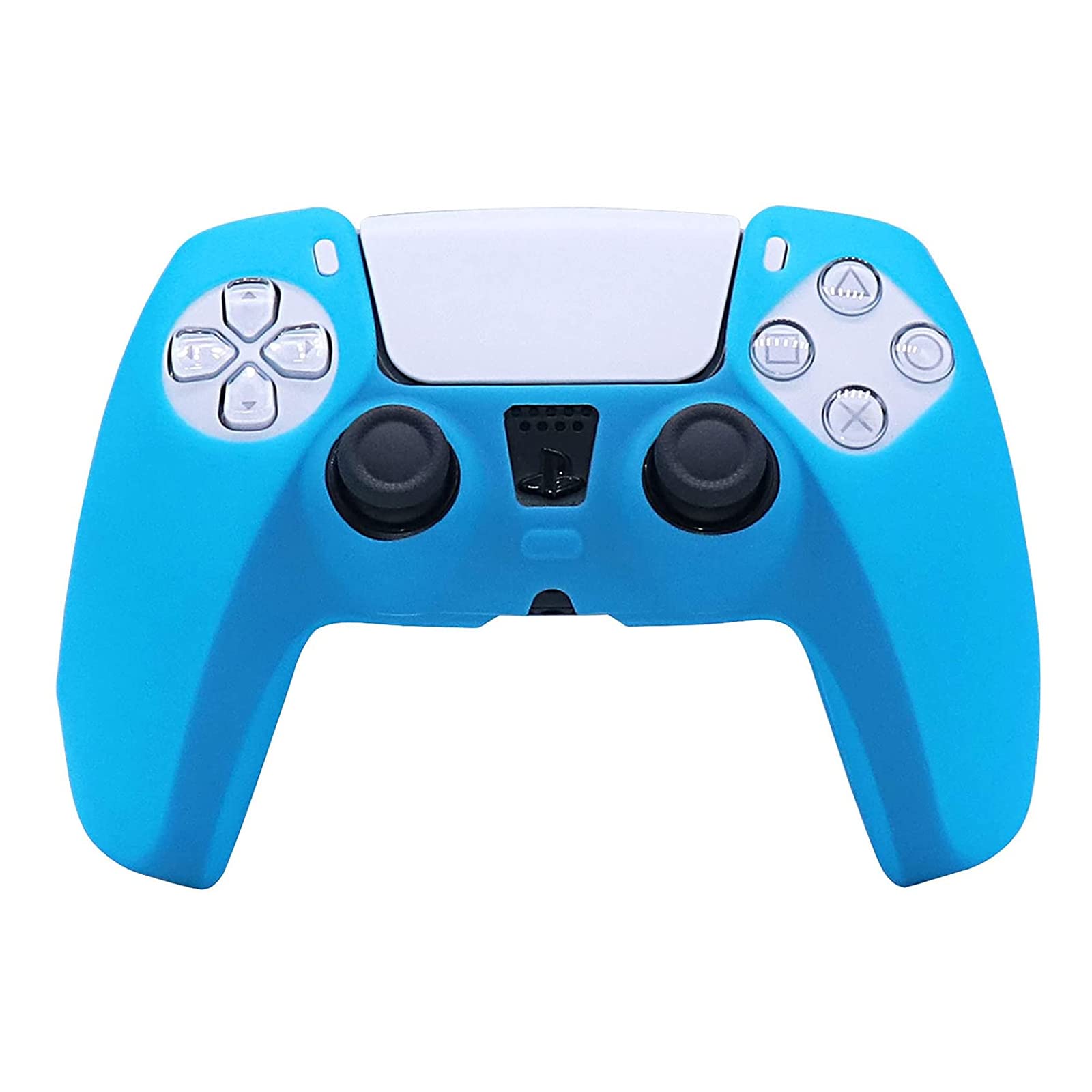 HLRAO Blue PS5 Controller Skin Silicone Grip Glow in Dark Protective Case for PS5 Controller with 8 Glow in The Dark Thumb Grips Caps + 2 Cute Cat Paw Thumb Grips Caps.