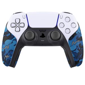 playvital anti-skid sweat-absorbent controller grip for ps5 controller, professional textured soft rubber pads handle grips for ps5 controller - black blue camouflage