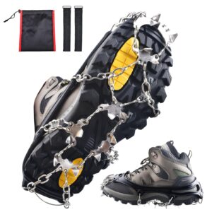 azarxis crampons ice traction cleats snow grips for boots shoes with anti slip 24 stainless steel spikes for walking climbing hiking ice fishing for men women kids (black - m)