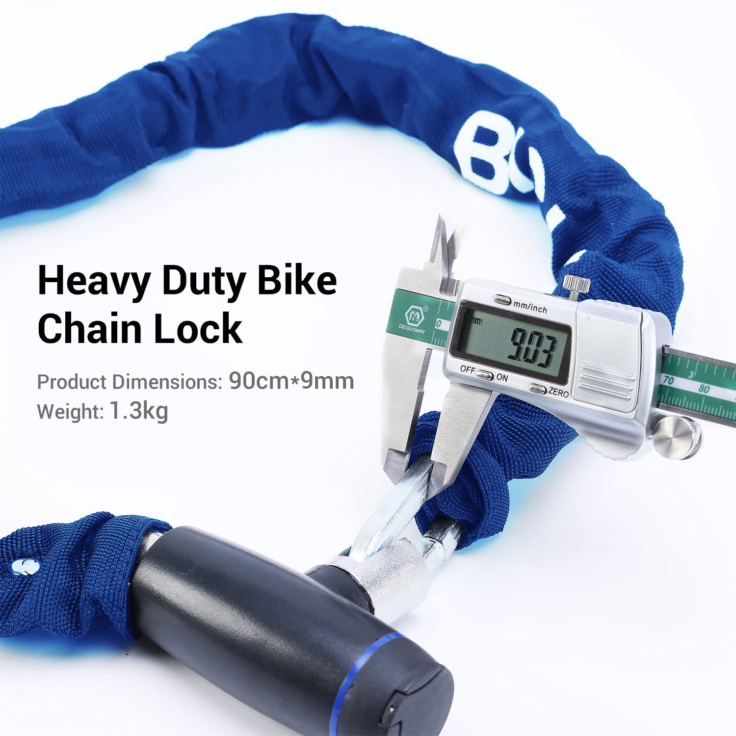 Bike Chain Lock, BIGLUFU 3 Feet Heavy Duty Bicycle Chain Lock, 9mm Thicker Anti-Theft Security Lock with 3 Keys for Bike, Motorcycle, Door, Gate, Fence, Scooter