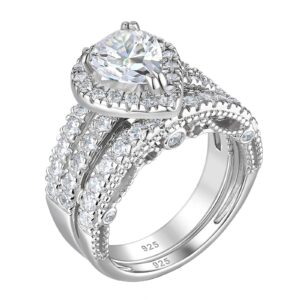 wuziwen 4 carats wedding engagement ring set for women 925 sterling silver cubic zirconia size 8