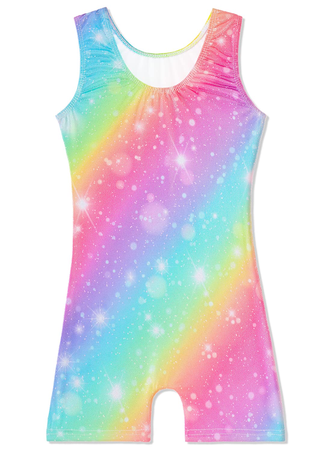 Leotards for Girls Gymnastics Ballet Dance Outfit Toddler Kid Athletic Dance Wear Shiny Rainbow Stars Biketard (Rainbow Sparkle, 4-5T)