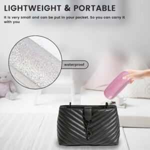 molshine 2 Pieces Glitter Hard Shell Eyeglass,Portable Dazzling Smooth Glasses Case for Men Women Girl Travel Study Work (White&Pink)