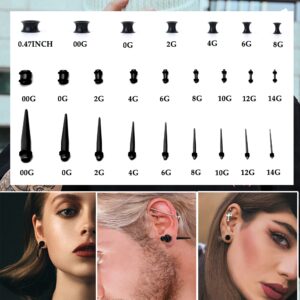 FASACCO 86Pcs Ear Stretching Kit Acrylic Tapers and Plugs Spiral Tapers Silicone Tunnels Ear Gauges Expander Set Ear Stretching Starter 14G-00G Body Piercing Jewelry Set