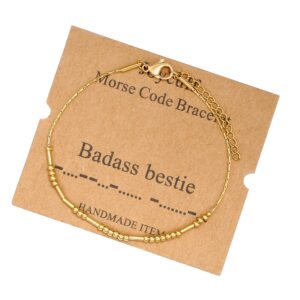 joycuff badass bestie best friend birthday gifts for women unique funny gifts morse code bracelets for women sister birthday christmas graduation friendship jewelry gifts gold bracelet