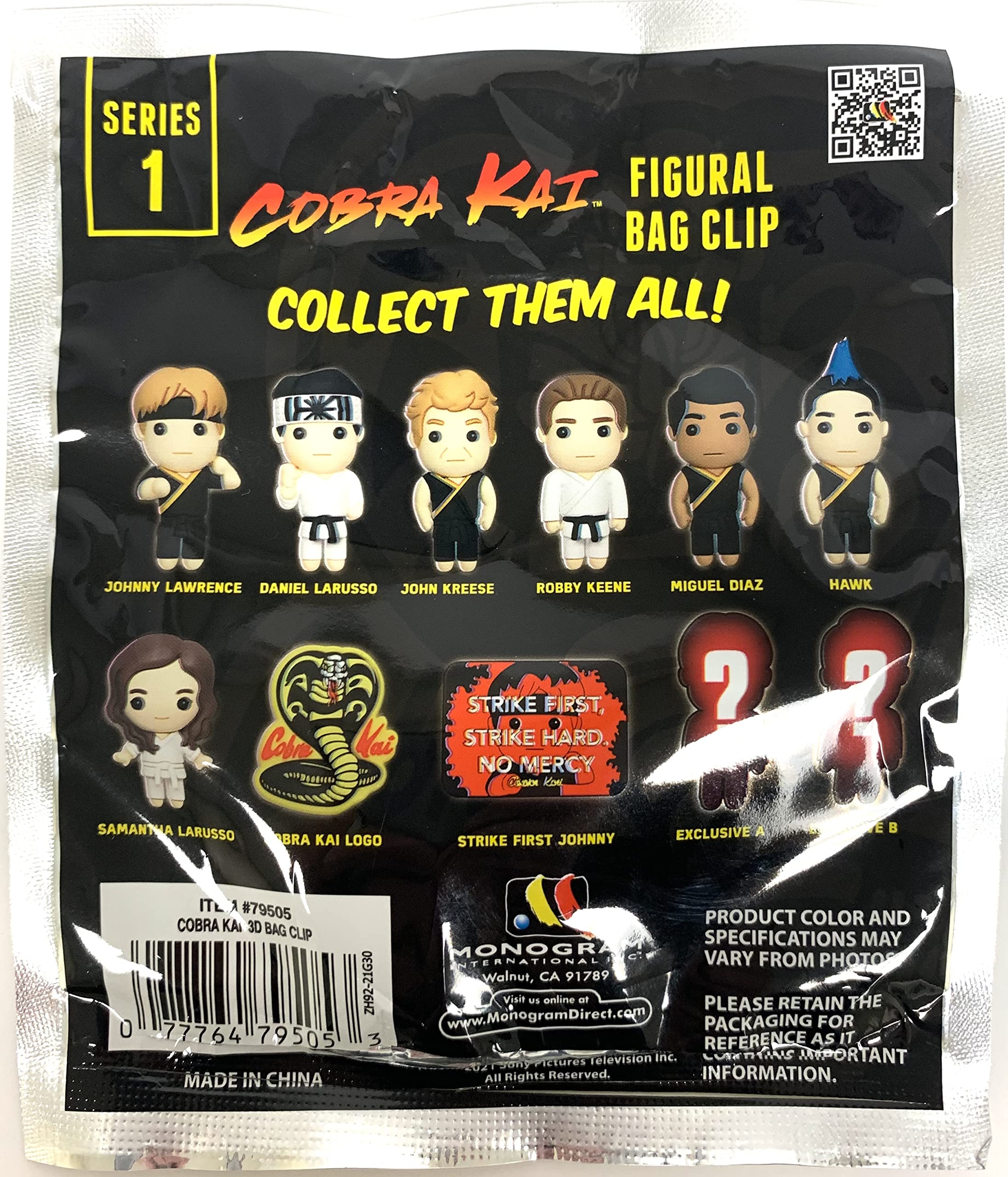 Cobra Kai Series 1 - 3D Figural Foam Bag Clip in Blind Bag - Strike First, Strike Hard, No Mercy Multicolored