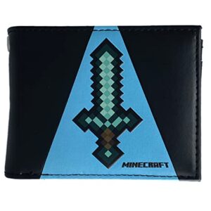 Minecraft Diamond Sword in blue light Bi-Fold Faux Leather Wallet