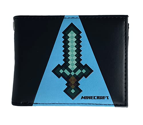 Minecraft Diamond Sword in blue light Bi-Fold Faux Leather Wallet