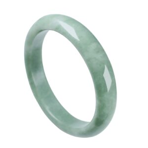 taozyao 54mm natural green jade bracelet bangle for women genuine with certificate - good luck bracelet - 100% jade stone handmade bracelets