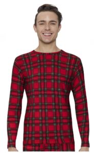 rocky men's thermal base layer top (long john underwear shirt) insulated for outdoor ski warmth/extreme cold pajamas (red plaid - large)