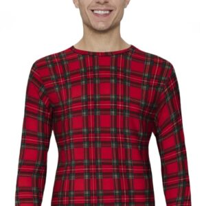 Rocky Men's Thermal Base Layer Top (Long John Underwear Shirt) Insulated for Outdoor Ski Warmth/Extreme Cold Pajamas (Red Plaid - Large)