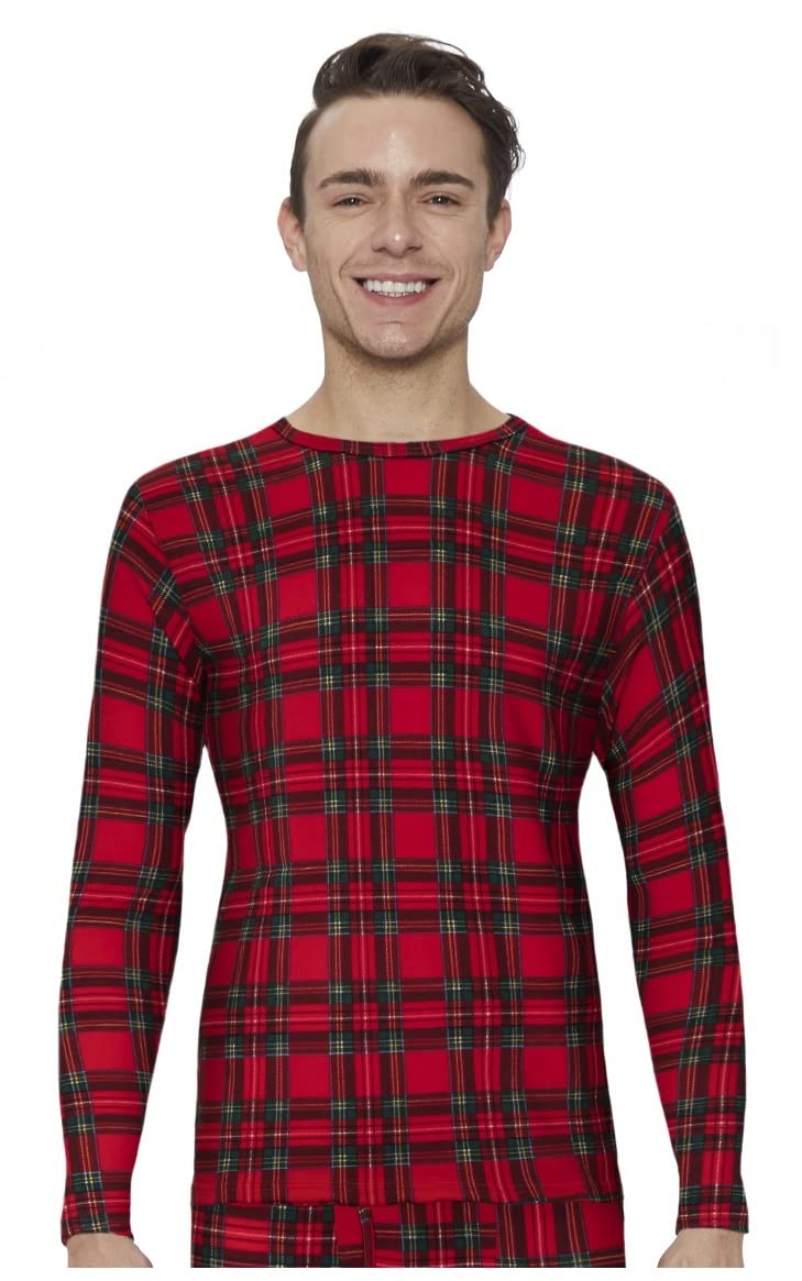 Rocky Men's Thermal Base Layer Top (Long John Underwear Shirt) Insulated for Outdoor Ski Warmth/Extreme Cold Pajamas (Red Plaid - Large)