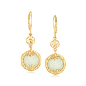 ross-simons jade "longevity" drop earrings in 18kt gold over sterling