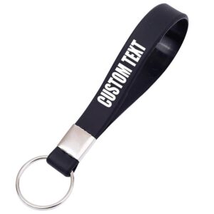 50 custom silicone keychains - personalized rubber keyrings for party favors, events, awareness, motivation (black)