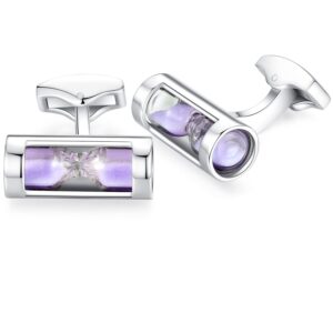 honey bear hourglass funnel sand timer cufflinks for mens steel wedding gift (purple)