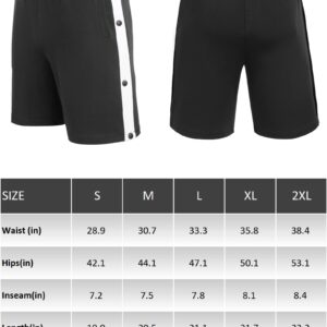 Wataxii Post Surgery Tear Away Shorts for Men Hip Replacement Recovery Snap Breakaway Shorts Comfy Adaptive Clothing Black