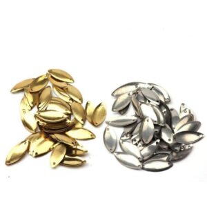 ruluti 100pcs fly fishing lure sequin noise silver gold metal small spoon spinner lure tackle, 7*15mm