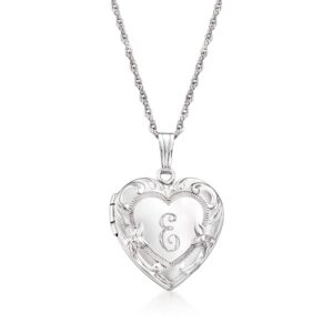 ross-simons single-initial - sterling silver heart locket necklace. 18 inches