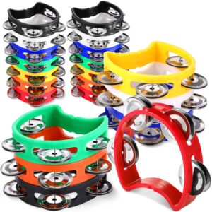 21 pieces plastic percussion tambourine for adults hand tambourine musical instrument 4 bells on abs tambourine musical rhythm instrument hand held percussion drum for party performance concert