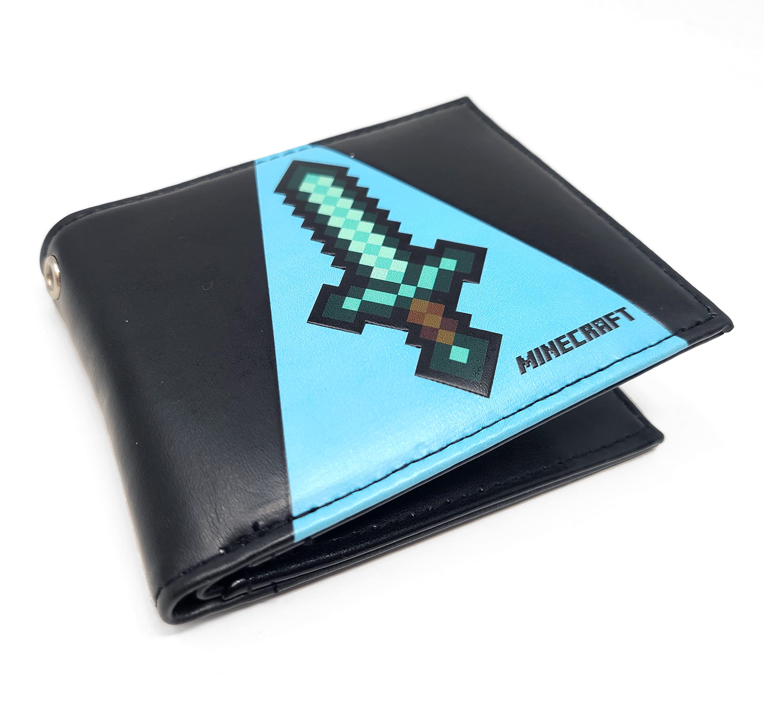 Minecraft Diamond Sword in blue light Bi-Fold Faux Leather Wallet