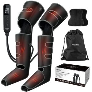 fit king full leg massager with heat, air compression massager for foot calf & thigh muscle relaxation and recovery, helpful for pain relief,swelling, edema and rls, fsa-hsa approved