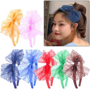 AlamnoFu 10pcs 80s Lace Headbands 80s Costumes For Women Girls Neon Lace Headband Bulk Outfits Party Accessories