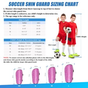 Shin Guards Soccer Youth Kids Boys Girls Toddler Shin Pads Child EVA Cushion Protection Reduce Shocks Injurie Calf Protective Gear Suitable for 4 5 6 7 8 9 10 11 12 Years Old (S, Pink)