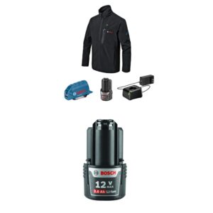 bosch ghj12v-20xxln12 12v max heated jacket kit bat414 high capacity 12v lithium ion 2.0 ah black battery