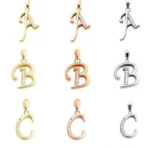 INFINIQUE CREATION 14K Gold Over 925 Sterling Silver Alphabet Initial Letter Pendant CZ (8x5, K, Yellow Gold)