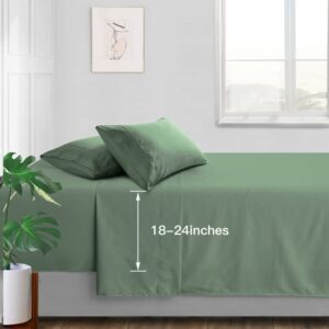 manyshofu extra deep pocket queen sheet sets - hotel luxury 1800 thread count sheets & pillowcases - microfiber bedding set up to 24" mattress - sage green bed sheets 18-24 inch deep pockets - 4pcs