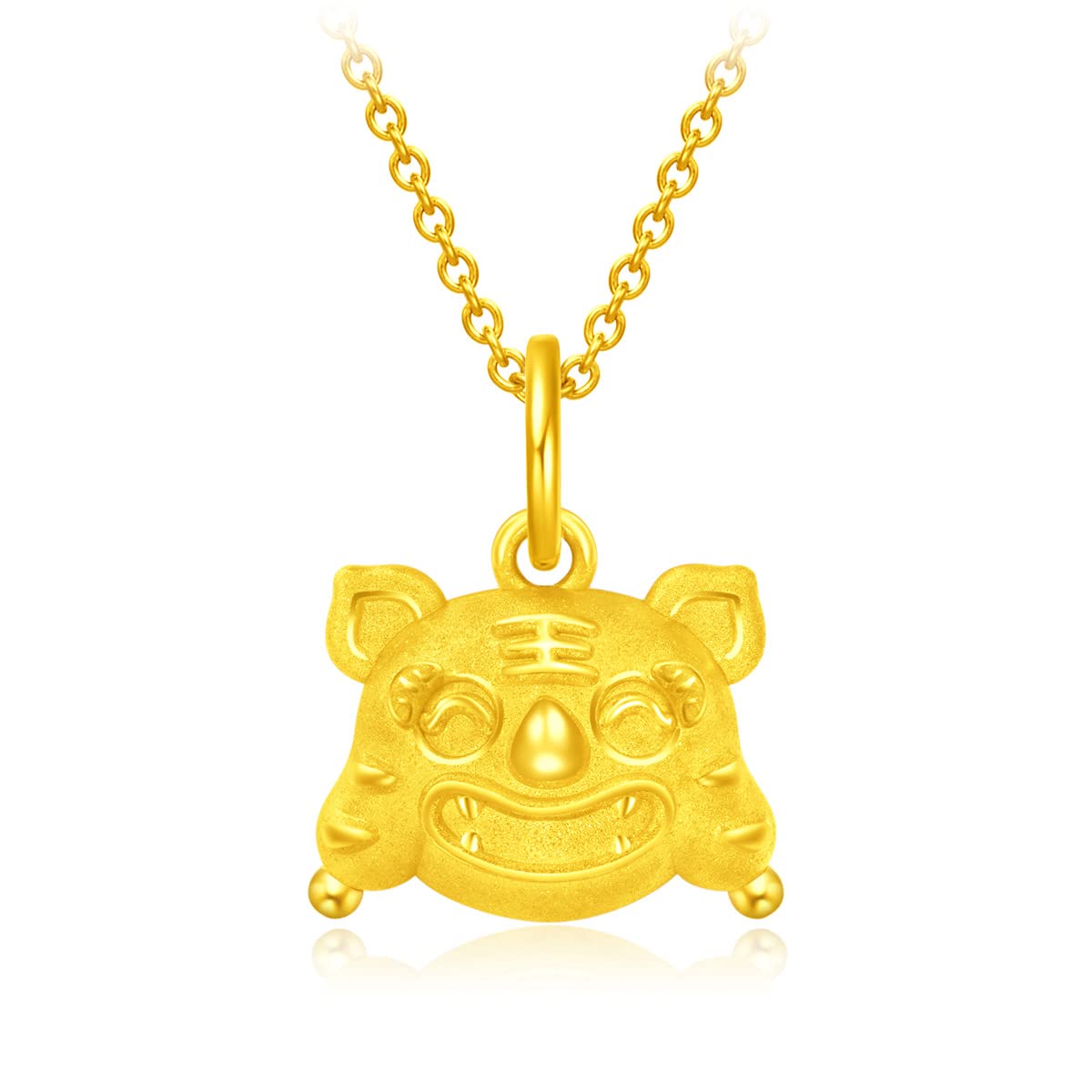 CHOW TAI FOOK 999 Pure 24K Gold Fortunate-baby Tiger Head Cap Pendant