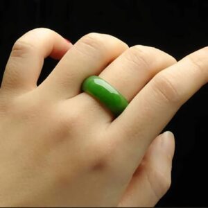 BJIMIDTI Jade Ring- Natural Green Hetian Jade, Green Jade Rings for Women Men, Jade Jewelry Crafts Gifts for Women(Ring Size:8)