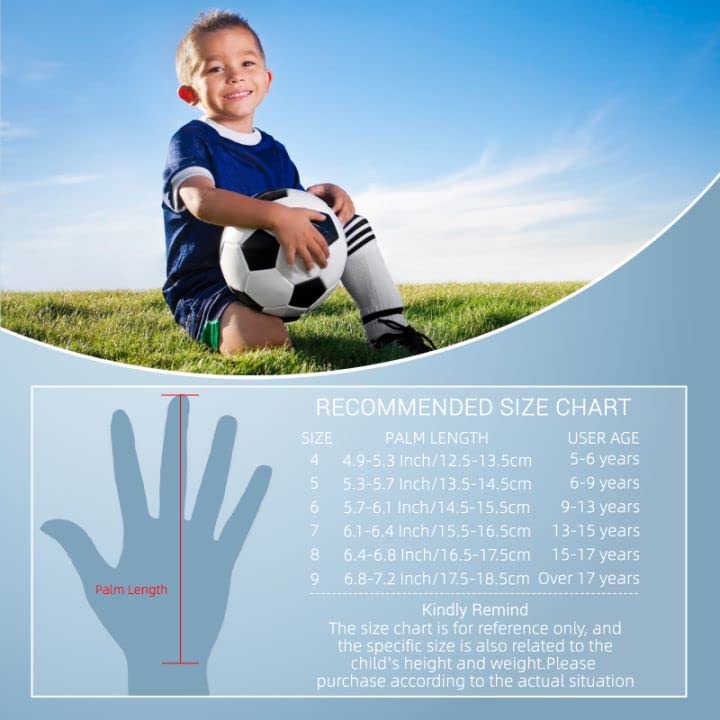 WVVOU Goalkeeper Gloves for Kids Youth, Soccer Goalie Gloves with Double Protection, Anti-Slip Soccer Gloves, Super Grip