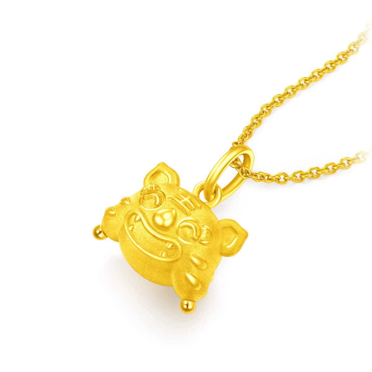 CHOW TAI FOOK 999 Pure 24K Gold Fortunate-baby Tiger Head Cap Pendant