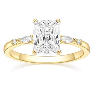 tigrade 3ct engagement ring for women radiant cut cubic zirconia wedding band cz promise anniversary ring size 3-12.5, gold, size 7