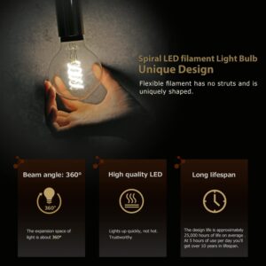 G25 LED Globe Light Bulbs, 4 Pack, Neutral 4000K, 6W Equivalent to 60W, 600LM, Dimmable with 80+ CRI, E26 Base, Clear Glass, Antique Flexible Spiral LED Filament Light Bulb, Vintage LED Edison Bulb