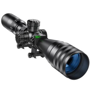 bestsight 4-16x44 rifle scope,long range scope,second focal plane scope,5-level red green illuminated reticle and side focus dial and locking turret sunshade,fully multi-coat hd lenses