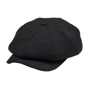 pouday newsboy hat for men newsboy cap irish cap newsies cabbie hat for men flat winter hat men pure black