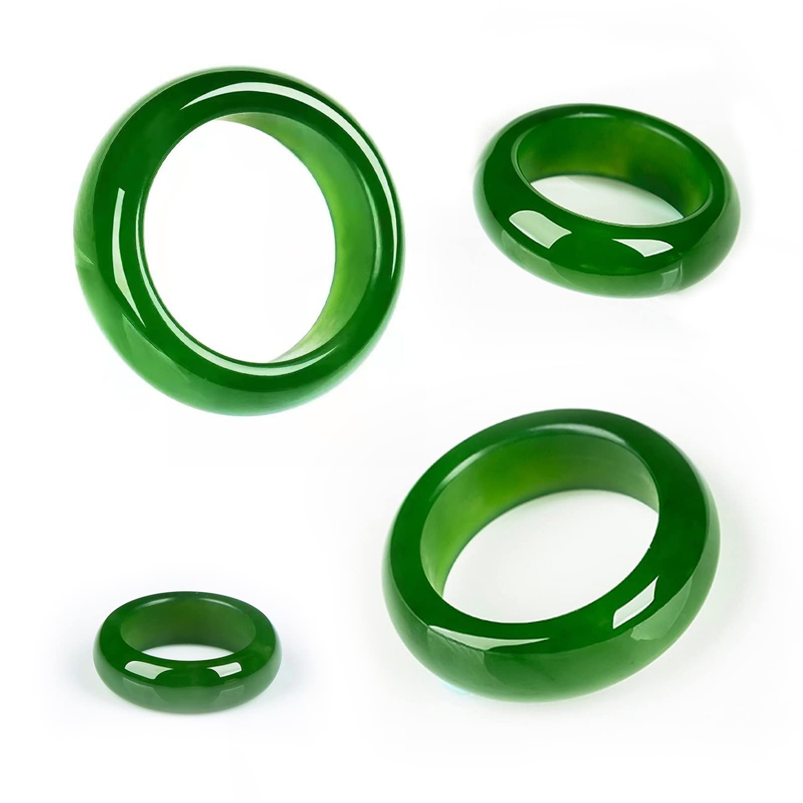 BJIMIDTI Jade Ring- Natural Green Hetian Jade, Green Jade Rings for Women Men, Jade Jewelry Crafts Gifts for Women(Ring Size:8)