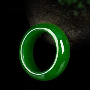 BJIMIDTI Jade Ring- Natural Green Hetian Jade, Green Jade Rings for Women Men, Jade Jewelry Crafts Gifts for Women(Ring Size:8)