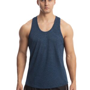 Vislivin Workout Tank Tops for Men Quick Dry Y-Back Tanks Bodybuilding Sleeveless Shirts-4 Packs Black/Grey/Navy Blue/Wine Red L